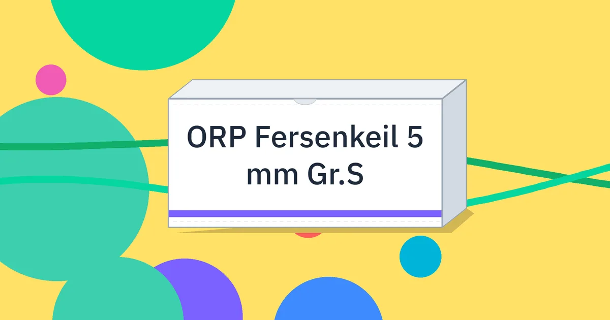 Symbolbild: Packung mit der Aufschrift ORP Fersenkeil 5 mm Gr.S (PZN 05360571) – Verfügbarkeit und Bezug in Apotheken in Frankfurt am Main
