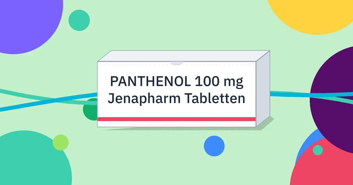 Symbolbild: Packung mit der Aufschrift PANTHENOL 100 mg Jenapharm Tabletten (PZN 06150835) – Verfügbarkeit und Bezug in Apotheken in Frankfurt am Main