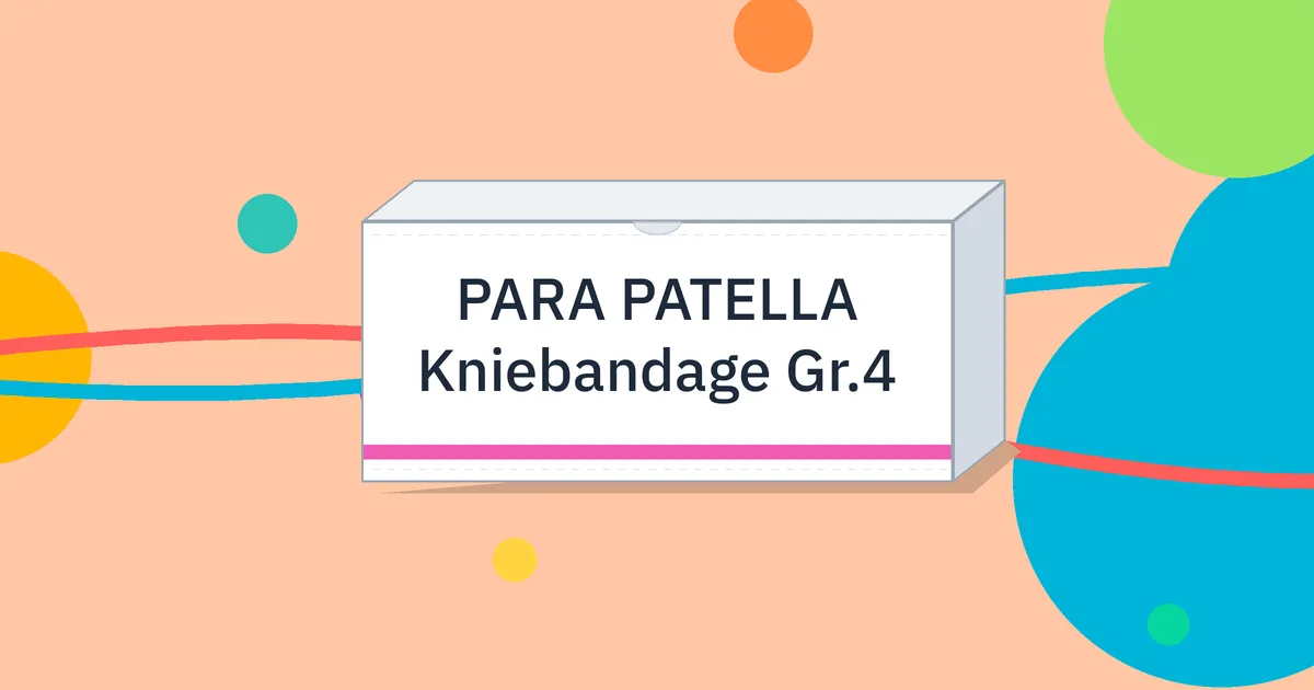 Symbolbild: Packung mit der Aufschrift PARA PATELLA Kniebandage Gr.4 (PZN 03754202) – Verfügbarkeit und Bezug in Apotheken in Frankfurt am Main