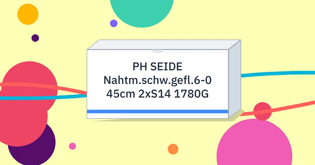 Symbolbild: Packung mit der Aufschrift PH SEIDE Nahtm.schw.gefl.6-0 45cm 2xS14 1780G (PZN 20173240) – Verfügbarkeit und Bezug in Apotheken in Frankfurt am Main