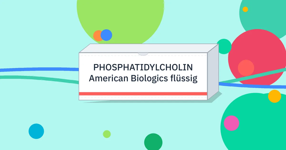 Symbolbild: Packung mit der Aufschrift PHOSPHATIDYLCHOLIN American Biologics flüssig (PZN 19406331) – Verfügbarkeit und Bezug in Apotheken in Frankfurt am Main
