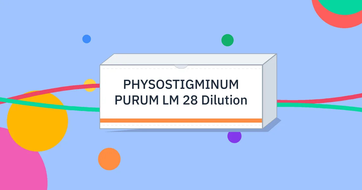 Symbolbild: Packung mit der Aufschrift PHYSOSTIGMINUM PURUM LM 28 Dilution (PZN 13036005) – Verfügbarkeit und Bezug in Apotheken in Frankfurt am Main