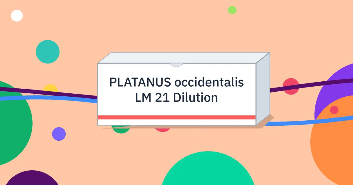 Symbolbild: Packung mit der Aufschrift PLATANUS occidentalis LM 21 Dilution (PZN 13647275) – Verfügbarkeit und Bezug in Apotheken in Frankfurt am Main