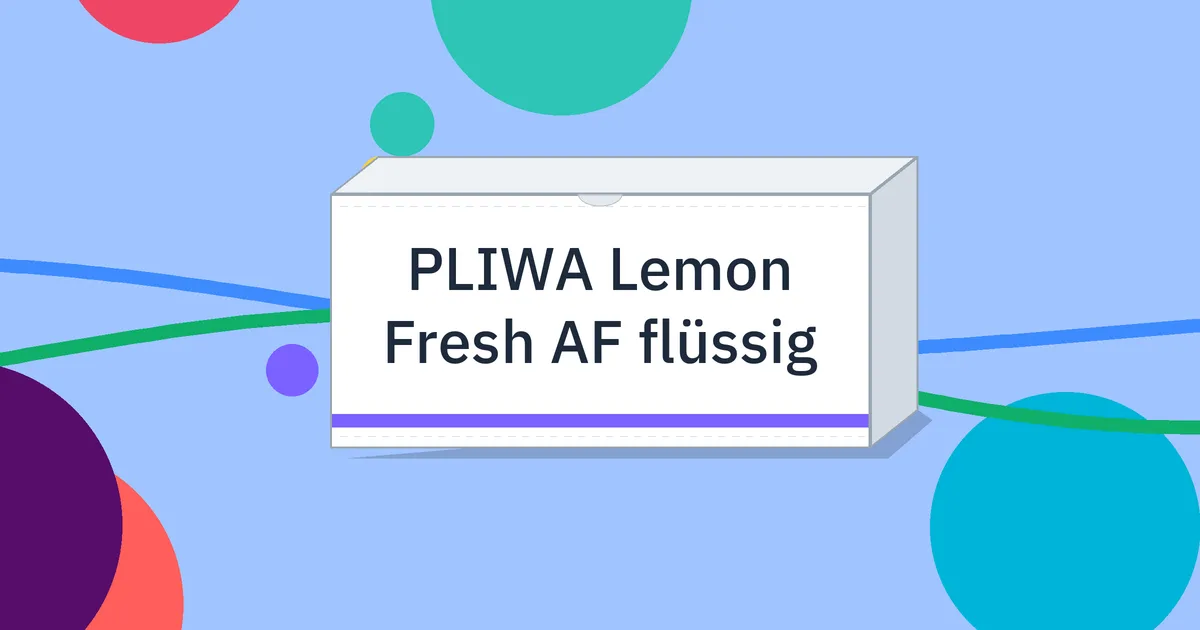 Symbolbild: Packung mit der Aufschrift PLIWA Lemon Fresh AF flüssig (PZN 06117795) – Verfügbarkeit und Bezug in Apotheken in Frankfurt am Main