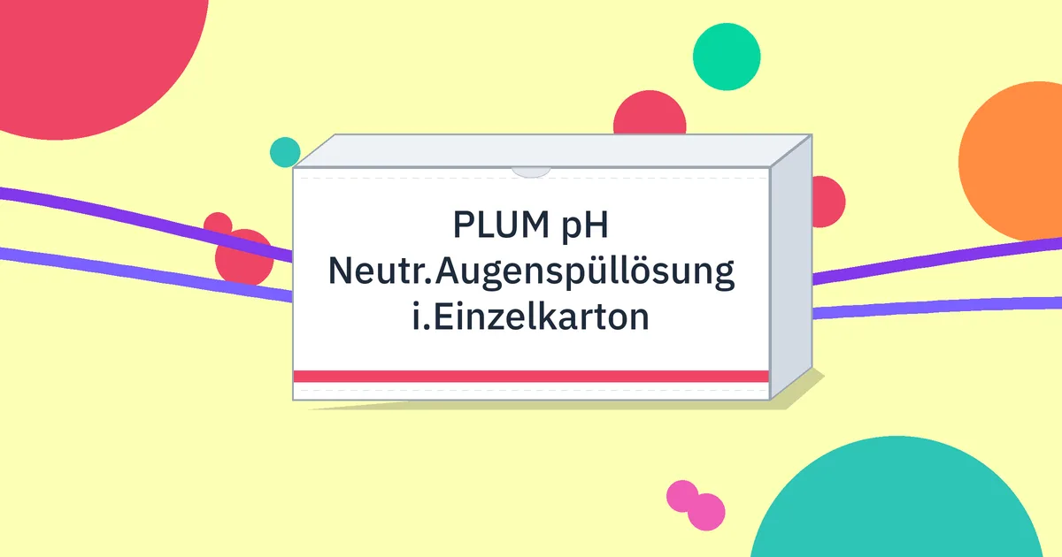 Symbolbild: Packung mit der Aufschrift PLUM pH Neutr.Augenspüllösung i.Einzelkarton (PZN 11535394) – Verfügbarkeit und Bezug in Apotheken in Frankfurt am Main