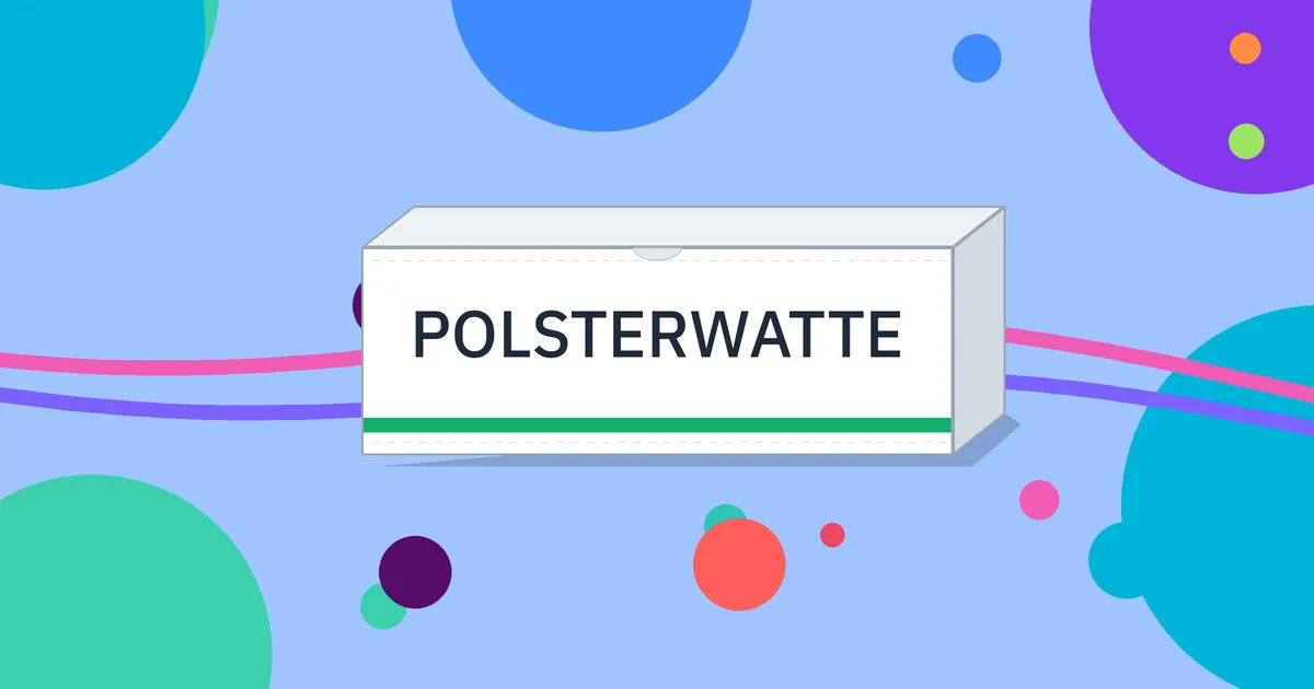 Symbolbild: Packung mit der Aufschrift POLSTERWATTE (PZN 01722161) – Verfügbarkeit und Bezug in Apotheken in Frankfurt am Main