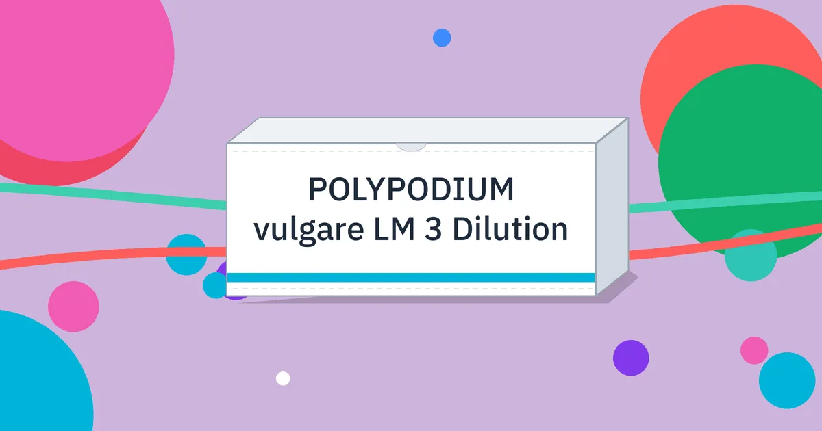 Symbolbild: Packung mit der Aufschrift POLYPODIUM vulgare LM 3 Dilution (PZN 13663245) – Verfügbarkeit und Bezug in Apotheken in Frankfurt am Main