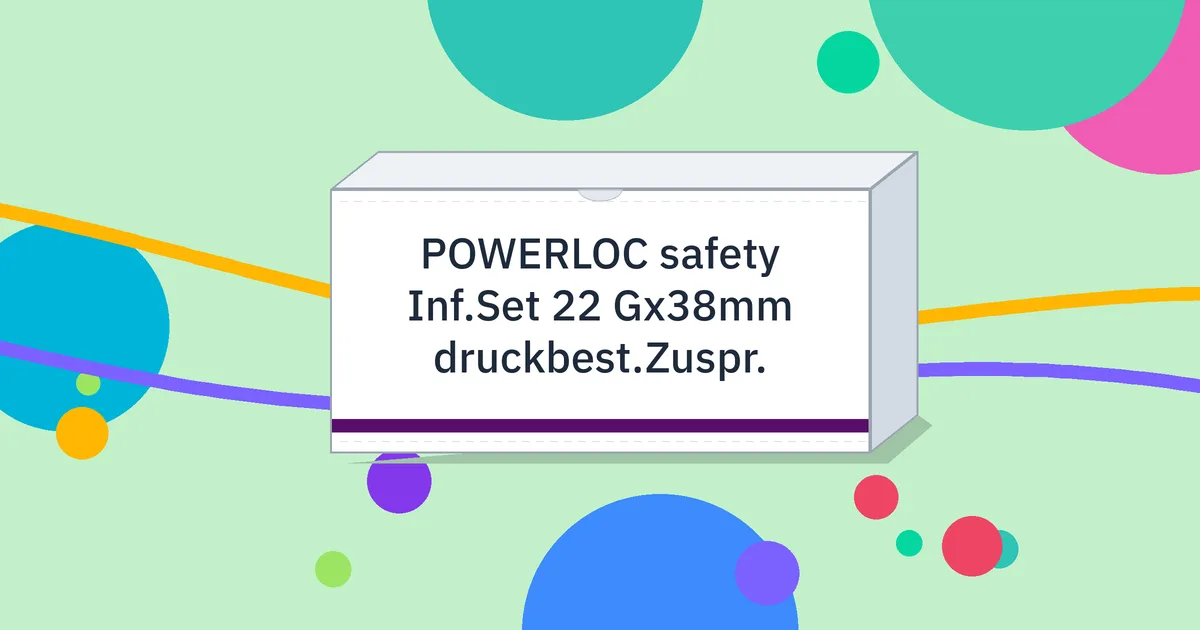 Symbolbild: Packung mit der Aufschrift POWERLOC safety Inf.Set 22 Gx38mm druckbest.Zuspr. (PZN 18817032) – Verfügbarkeit und Bezug in Apotheken in Frankfurt am Main
