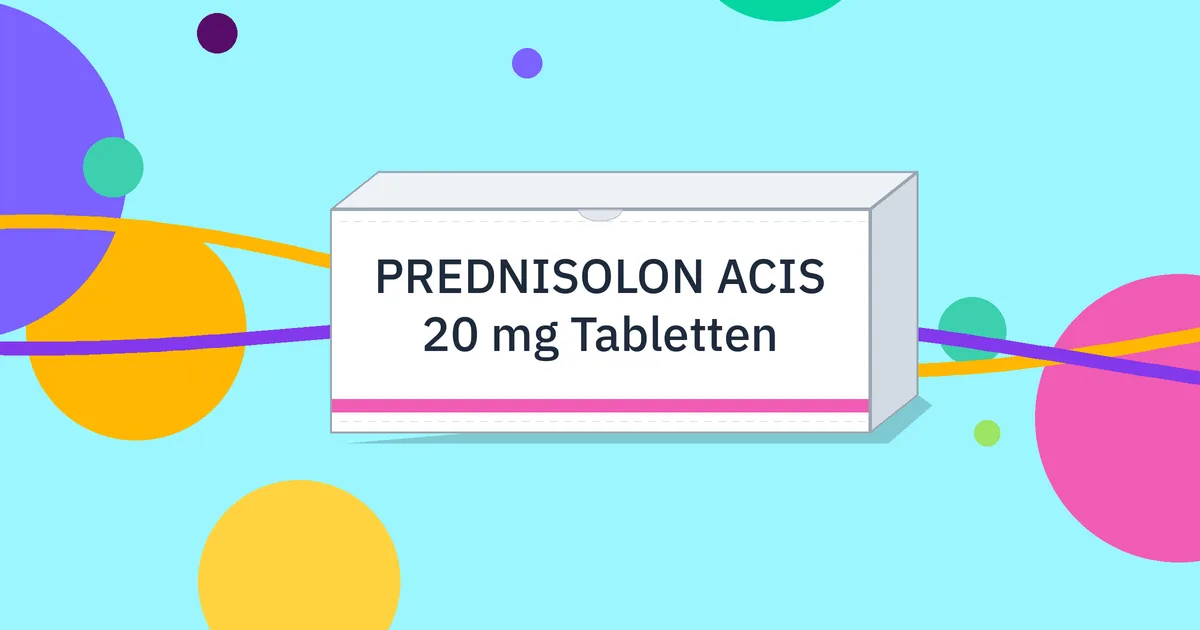Symbolbild: Packung mit der Aufschrift PREDNISOLON ACIS 20 mg Tabletten (PZN 01401385) – Verfügbarkeit und Bezug in Apotheken in Frankfurt am Main