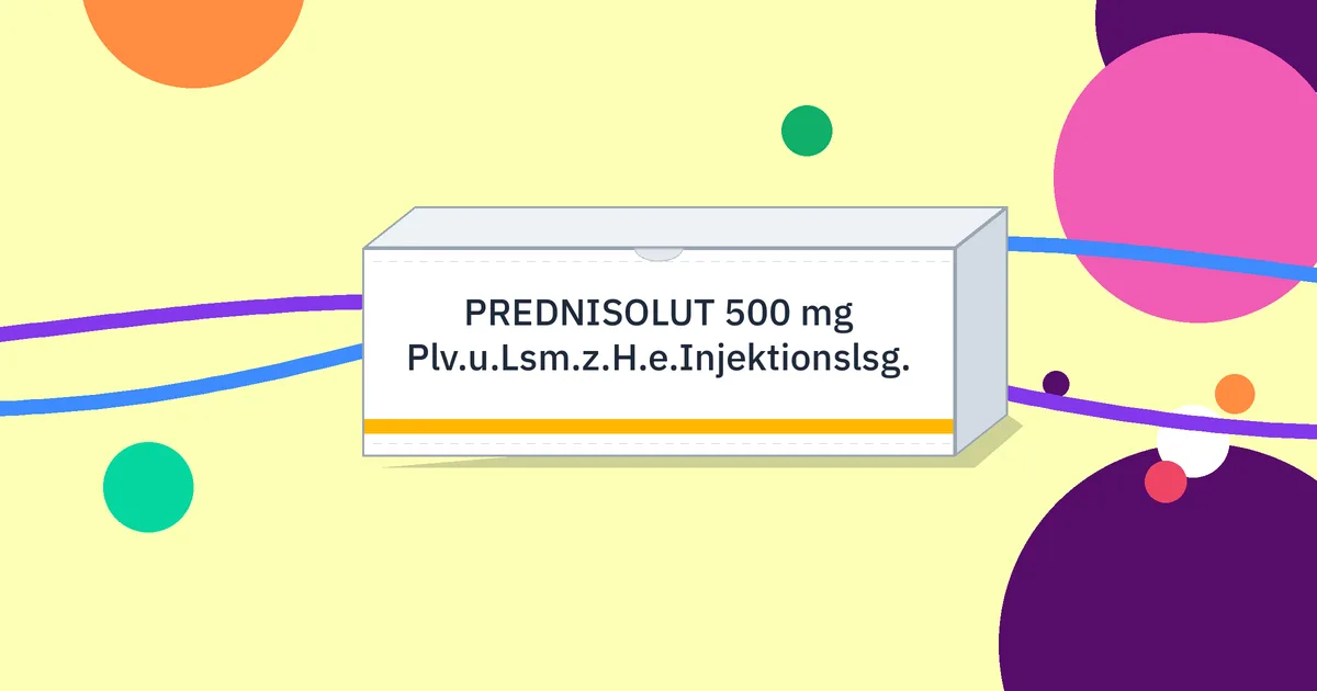 Symbolbild: Packung mit der Aufschrift PREDNISOLUT 500 mg Plv.u.Lsm.z.H.e.Injektionslsg. (PZN 02701480) – Verfügbarkeit und Bezug in Apotheken in Frankfurt am Main