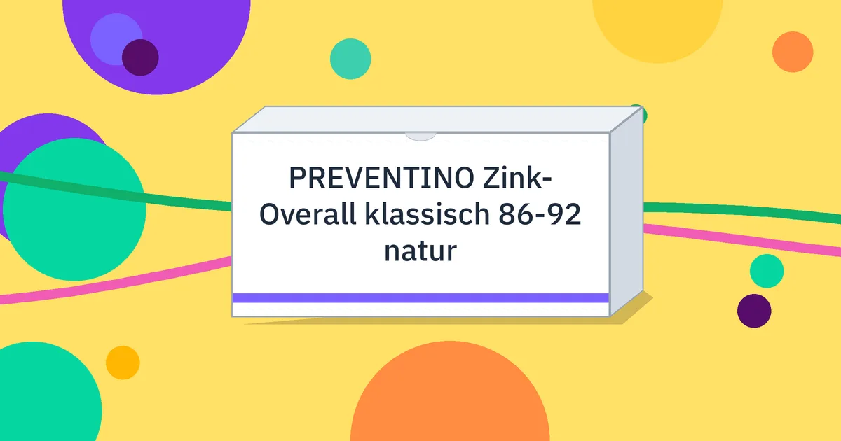 Symbolbild: Packung mit der Aufschrift PREVENTINO Zink-Overall klassisch 86-92 natur (PZN 12446304) – Verfügbarkeit und Bezug in Apotheken in Frankfurt am Main