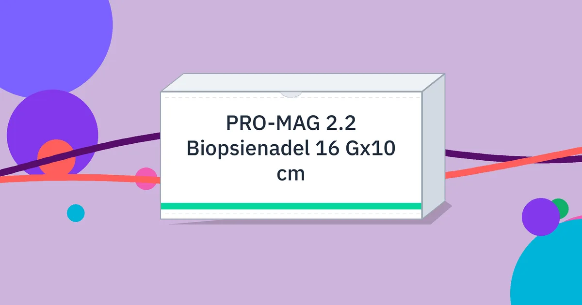 Symbolbild: Packung mit der Aufschrift PRO-MAG 2.2 Biopsienadel 16 Gx10 cm (PZN 06768452) – Verfügbarkeit und Bezug in Apotheken in Frankfurt am Main