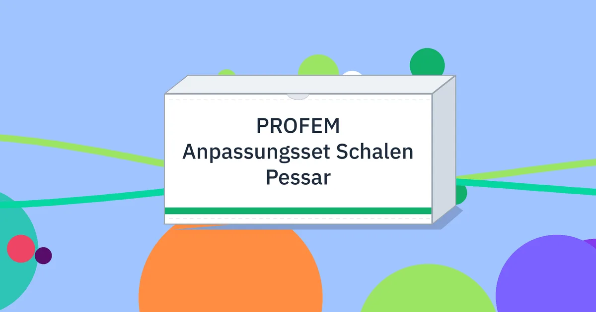 Symbolbild: Packung mit der Aufschrift PROFEM Anpassungsset Schalen Pessar (PZN 18851655) – Verfügbarkeit und Bezug in Apotheken in Frankfurt am Main