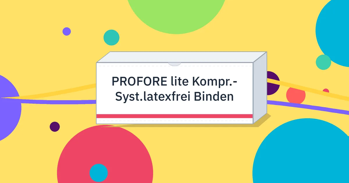 Symbolbild: Packung mit der Aufschrift PROFORE lite Kompr.-Syst.latexfrei Binden (PZN 05526149) – Verfügbarkeit und Bezug in Apotheken in Frankfurt am Main