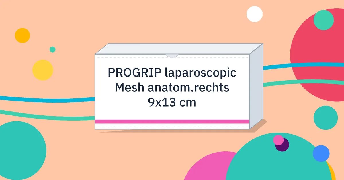 Symbolbild: Packung mit der Aufschrift PROGRIP laparoscopic Mesh anatom.rechts 9x13 cm (PZN 18258199) – Verfügbarkeit und Bezug in Apotheken in Frankfurt am Main