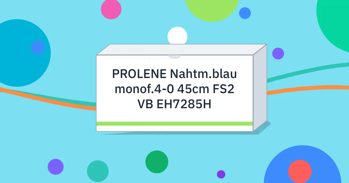 Symbolbild: Packung mit der Aufschrift PROLENE Nahtm.blau monof.4-0 45cm FS2 VB EH7285H (PZN 16255179) – Verfügbarkeit und Bezug in Apotheken in Frankfurt am Main