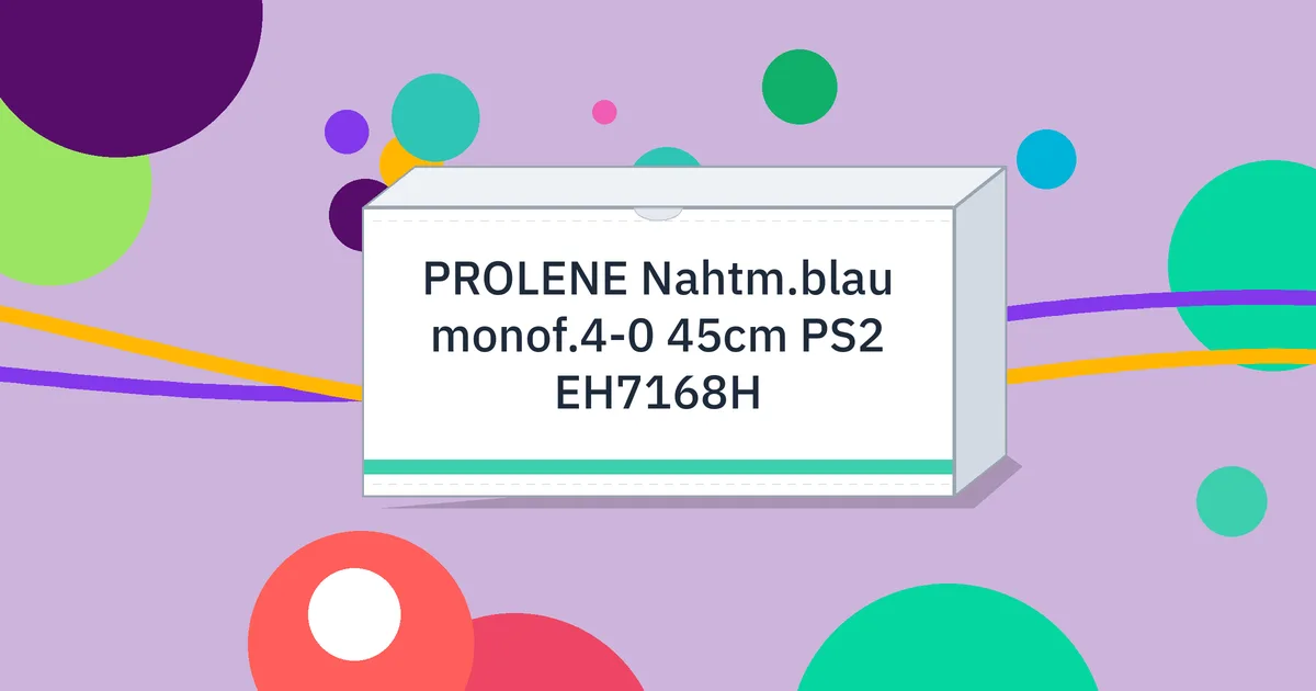 Symbolbild: Packung mit der Aufschrift PROLENE Nahtm.blau monof.4-0 45cm PS2 EH7168H (PZN 19884154) – Verfügbarkeit und Bezug in Apotheken in Frankfurt am Main