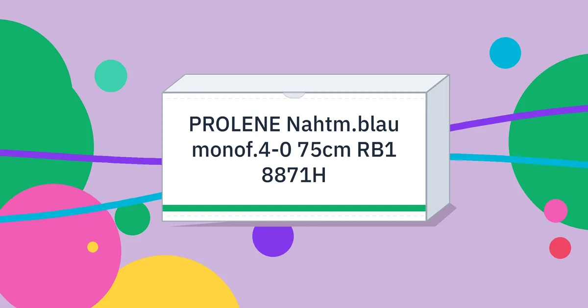 Symbolbild: Packung mit der Aufschrift PROLENE Nahtm.blau monof.4-0 75cm RB1 8871H (PZN 19884131) – Verfügbarkeit und Bezug in Apotheken in Frankfurt am Main