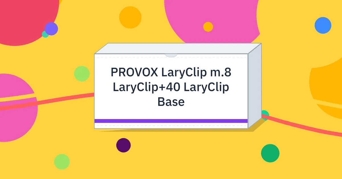 Symbolbild: Packung mit der Aufschrift PROVOX LaryClip m.8 LaryClip+40 LaryClip Base (PZN 05562122) – Verfügbarkeit und Bezug in Apotheken in Frankfurt am Main