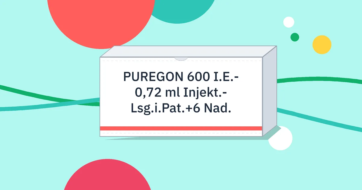 Symbolbild: Packung mit der Aufschrift PUREGON 600 I.E.-0,72 ml Injekt.-Lsg.i.Pat.+6 Nad. (PZN 09529972) – Verfügbarkeit und Bezug in Apotheken in Frankfurt am Main