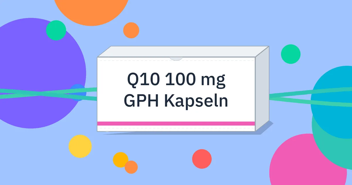 Symbolbild: Packung mit der Aufschrift Q10 100 mg GPH Kapseln (PZN 09722172) – Verfügbarkeit und Bezug in Apotheken in Frankfurt am Main