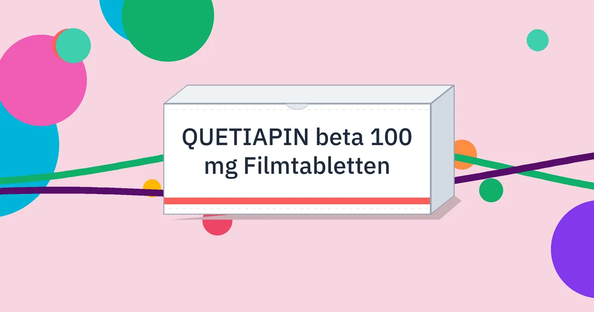 Symbolbild: Packung mit der Aufschrift QUETIAPIN beta 100 mg Filmtabletten (PZN 09284619) – Verfügbarkeit und Bezug in Apotheken in Frankfurt am Main