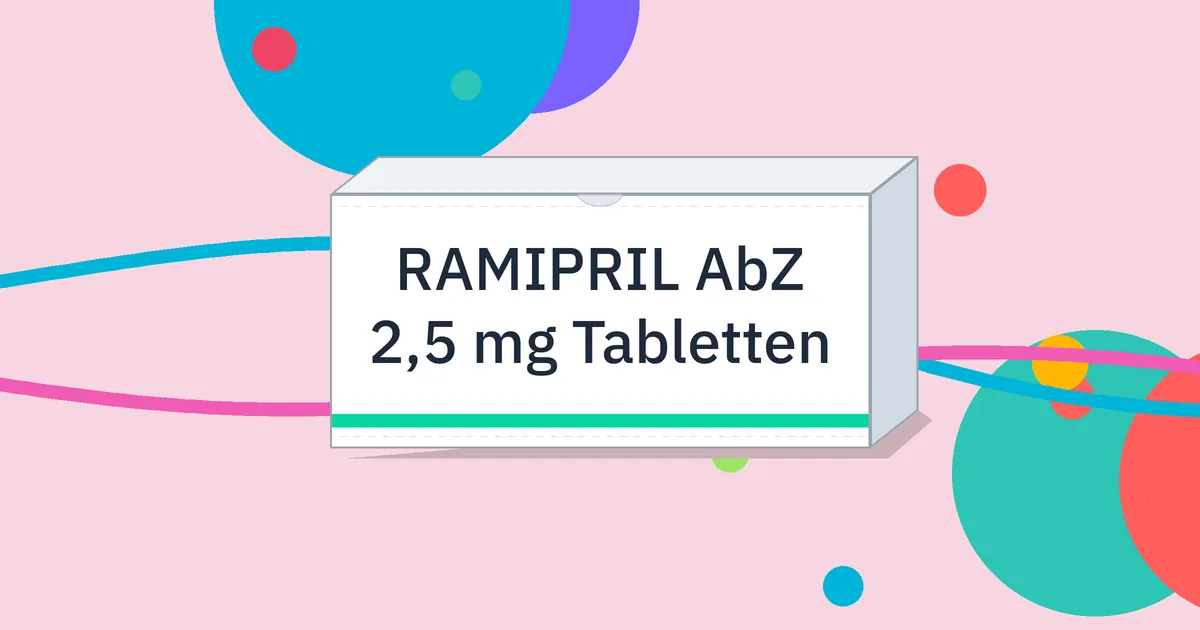 Symbolbild: Packung mit der Aufschrift RAMIPRIL AbZ 2,5 mg Tabletten (PZN 01755597) – Verfügbarkeit und Bezug in Apotheken in Frankfurt am Main