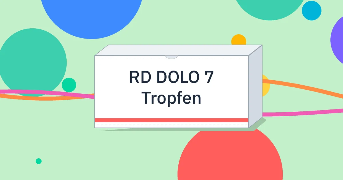 Symbolbild: Packung mit der Aufschrift RD DOLO 7 Tropfen (PZN 09188519) – Verfügbarkeit und Bezug in Apotheken in Frankfurt am Main
