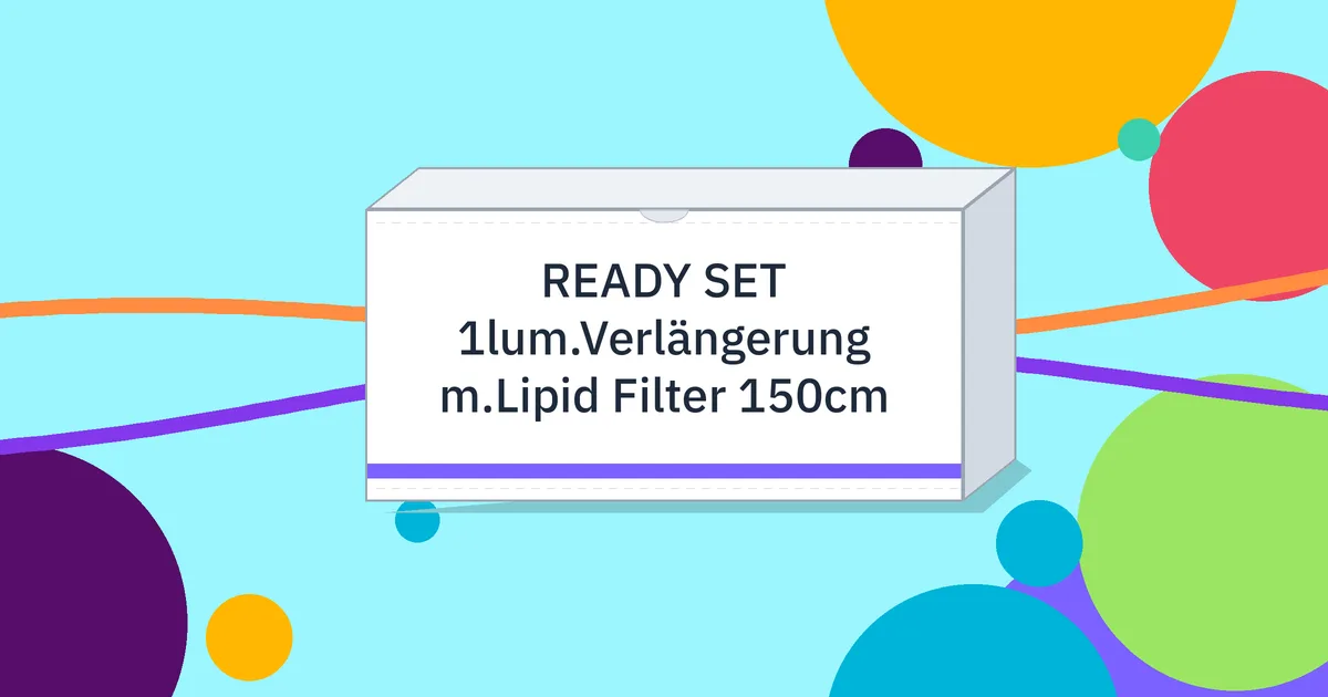 Symbolbild: Packung mit der Aufschrift READY SET 1lum.Verlängerung m.Lipid Filter 150cm (PZN 13574493) – Verfügbarkeit und Bezug in Apotheken in Frankfurt am Main
