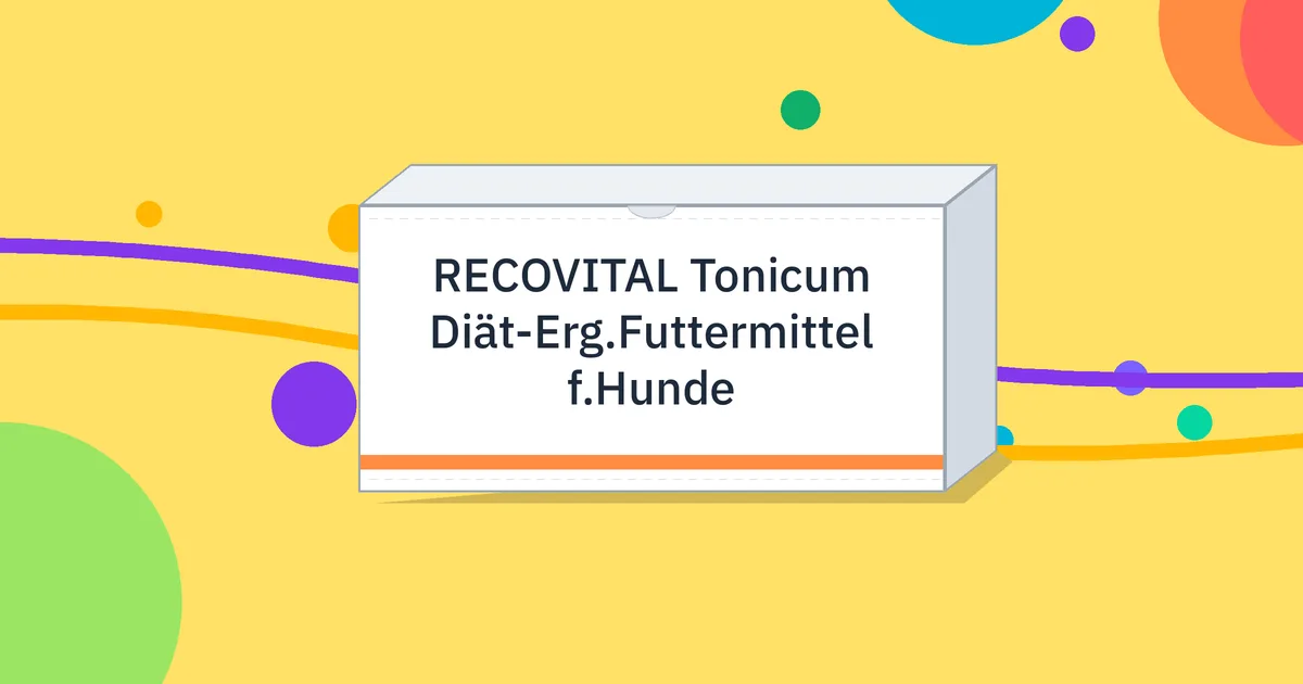 Symbolbild: Packung mit der Aufschrift RECOVITAL Tonicum Diät-Erg.Futtermittel f.Hunde (PZN 19276118) – Verfügbarkeit und Bezug in Apotheken in Frankfurt am Main