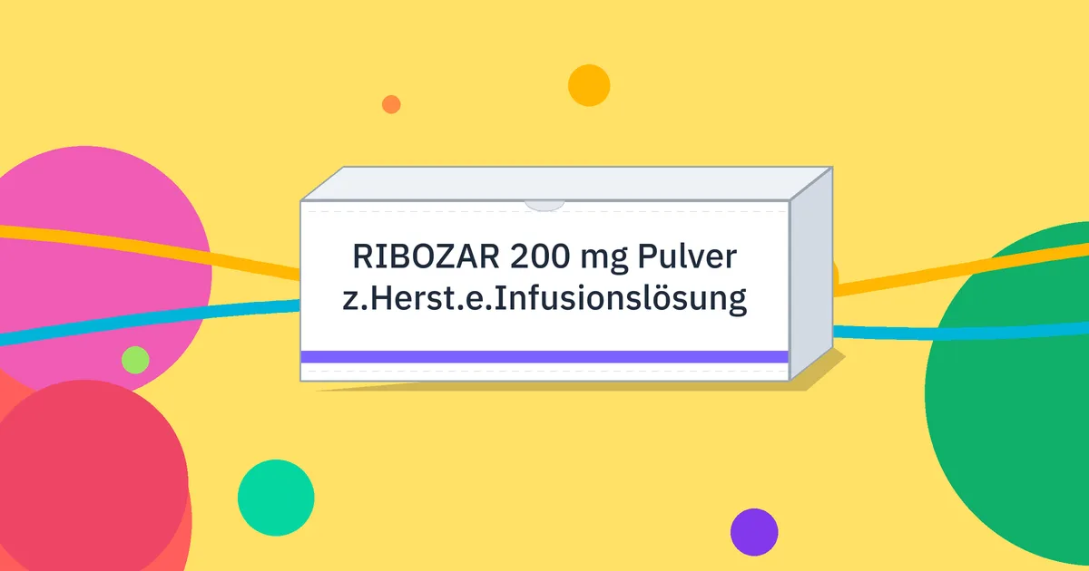 Symbolbild: Packung mit der Aufschrift RIBOZAR 200 mg Pulver z.Herst.e.Infusionslösung (PZN 05129075) – Verfügbarkeit und Bezug in Apotheken in Frankfurt am Main