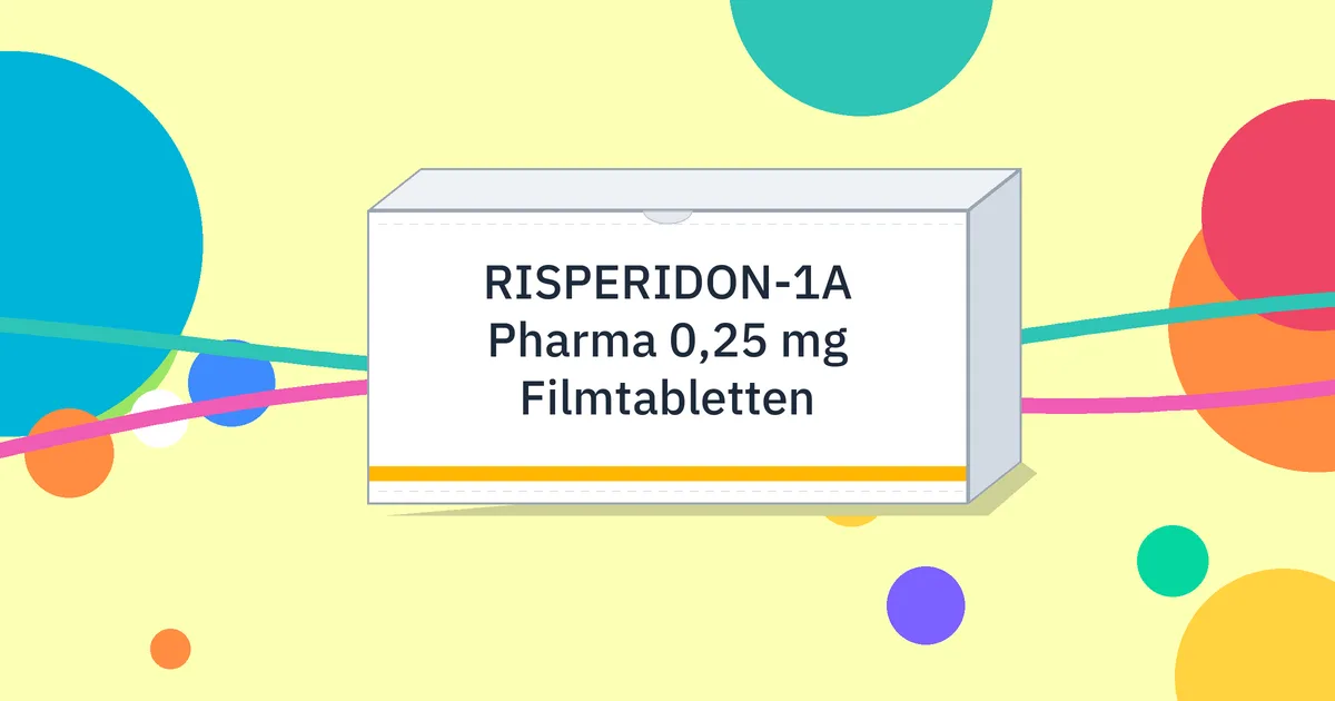 Symbolbild: Packung mit der Aufschrift RISPERIDON-1A Pharma 0,25 mg Filmtabletten (PZN 06322727) – Verfügbarkeit und Bezug in Apotheken in Frankfurt am Main