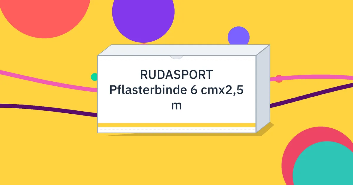 Symbolbild: Packung mit der Aufschrift RUDASPORT Pflasterbinde 6 cmx2,5 m (PZN 15893021) – Verfügbarkeit und Bezug in Apotheken in Frankfurt am Main