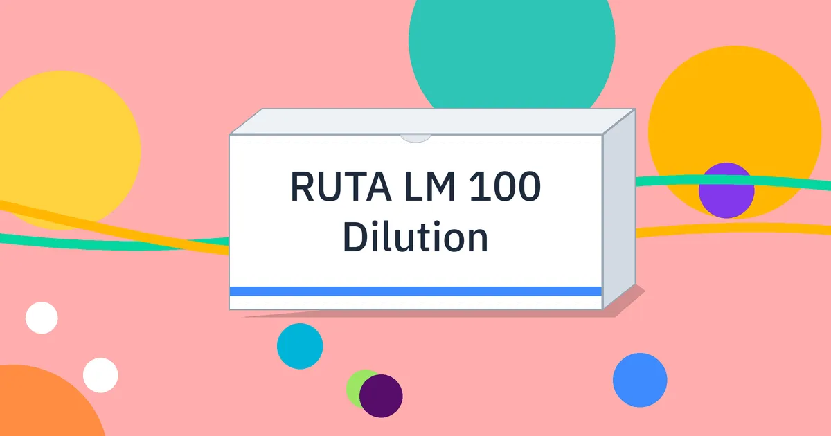 Symbolbild: Packung mit der Aufschrift RUTA LM 100 Dilution (PZN 13173972) – Verfügbarkeit und Bezug in Apotheken in Frankfurt am Main