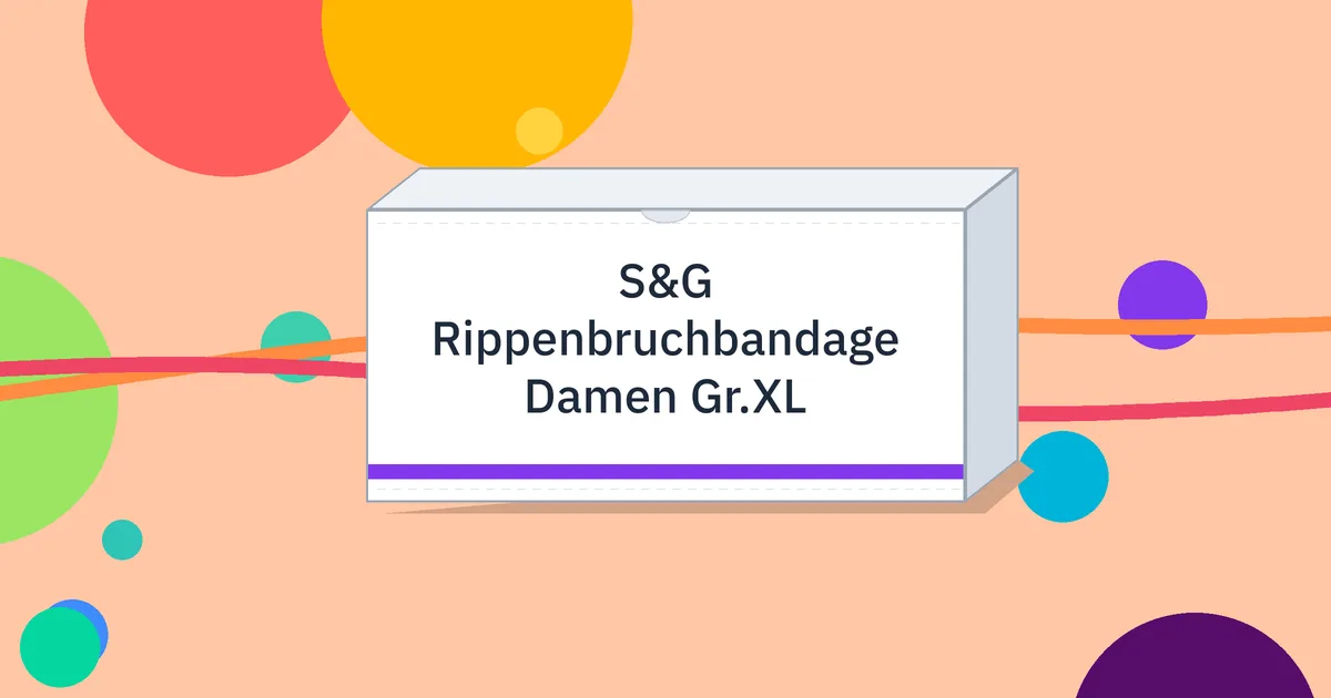 Symbolbild: Packung mit der Aufschrift S&G Rippenbruchbandage Damen Gr.XL (PZN 05044918) – Verfügbarkeit und Bezug in Apotheken in Frankfurt am Main