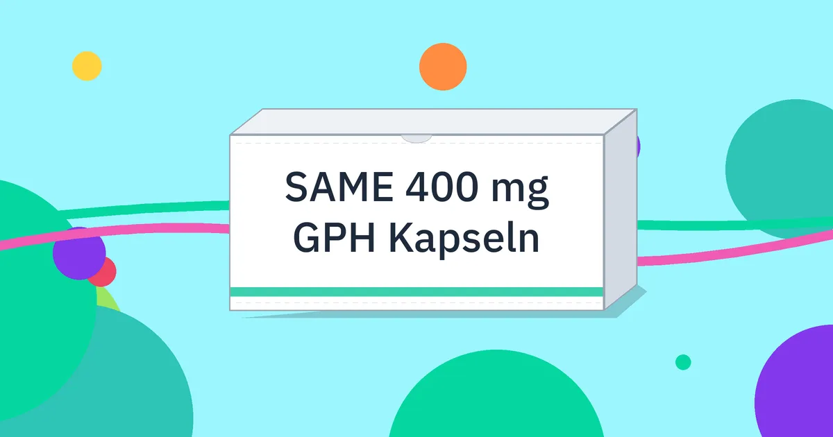 Symbolbild: Packung mit der Aufschrift SAME 400 mg GPH Kapseln (PZN 07003065) – Verfügbarkeit und Bezug in Apotheken in Frankfurt am Main