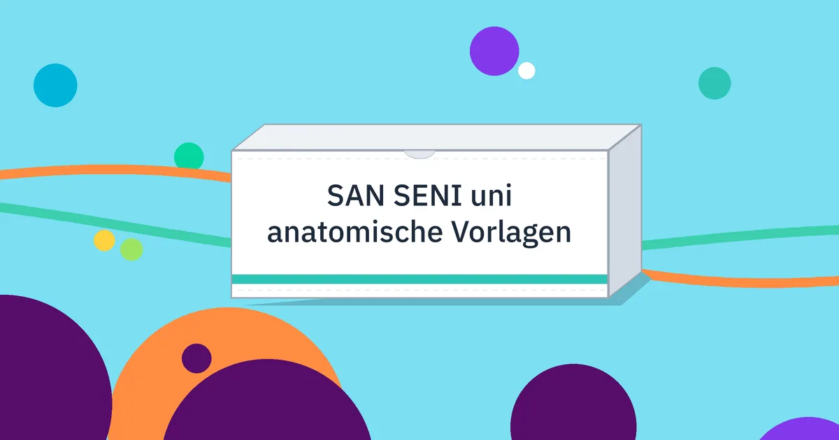 Symbolbild: Packung mit der Aufschrift SAN SENI uni anatomische Vorlagen (PZN 03128083) – Verfügbarkeit und Bezug in Apotheken in Frankfurt am Main