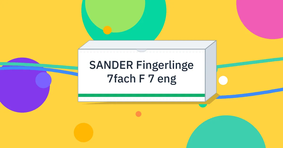Symbolbild: Packung mit der Aufschrift SANDER Fingerlinge 7fach F 7 eng (PZN 10014635) – Verfügbarkeit und Bezug in Apotheken in Frankfurt am Main