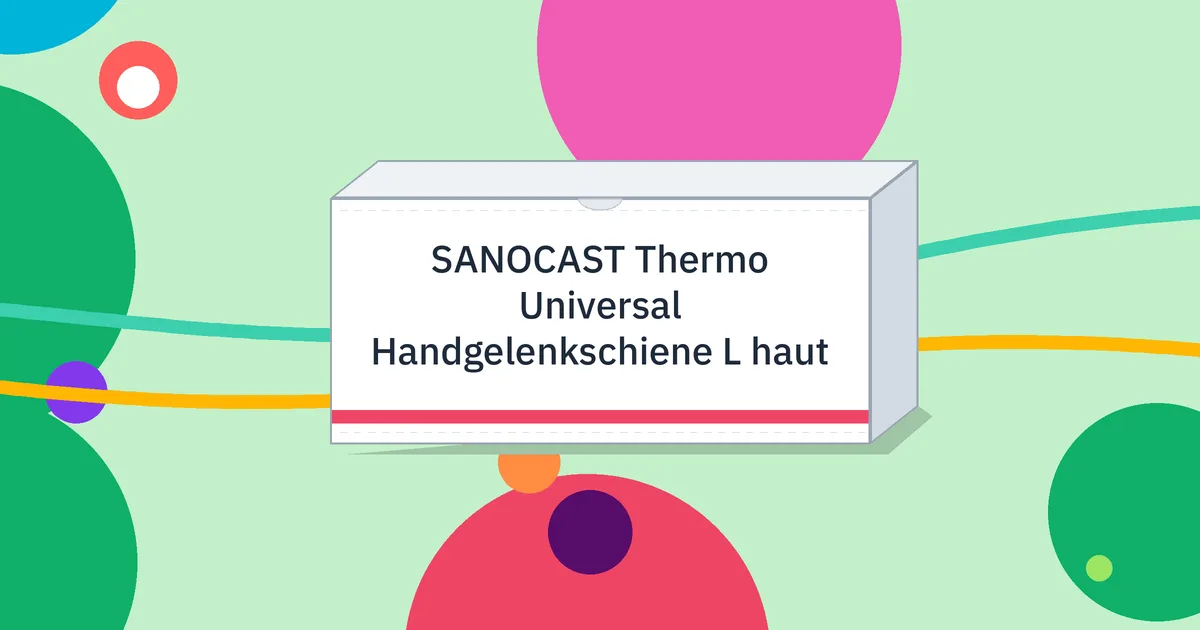 Symbolbild: Packung mit der Aufschrift SANOCAST Thermo Universal Handgelenkschiene L haut (PZN 15260385) – Verfügbarkeit und Bezug in Apotheken in Frankfurt am Main