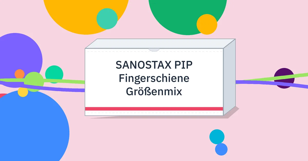 Symbolbild: Packung mit der Aufschrift SANOSTAX PIP Fingerschiene Größenmix (PZN 10039569) – Verfügbarkeit und Bezug in Apotheken in Frankfurt am Main
