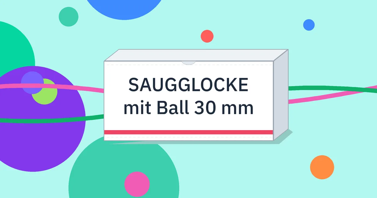 Symbolbild: Packung mit der Aufschrift SAUGGLOCKE mit Ball 30 mm (PZN 01046323) – Verfügbarkeit und Bezug in Apotheken in Frankfurt am Main