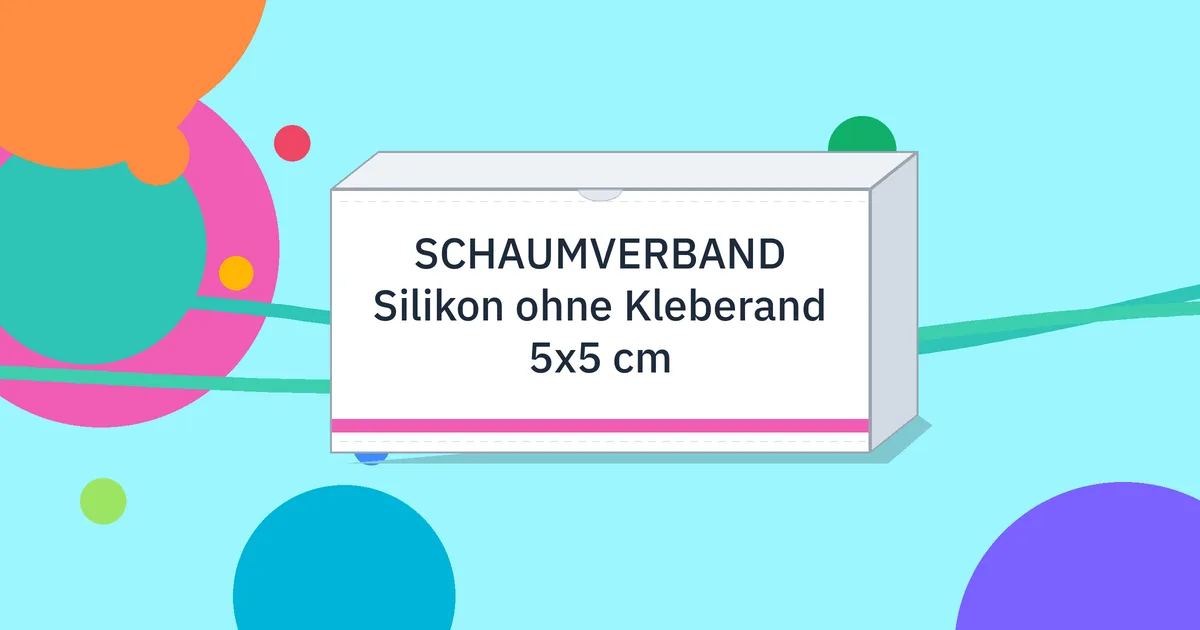 Symbolbild: Packung mit der Aufschrift SCHAUMVERBAND Silikon ohne Kleberand 5x5 cm (PZN 20611438) – Verfügbarkeit und Bezug in Apotheken in Frankfurt am Main