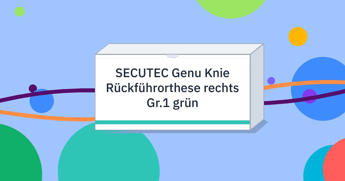Symbolbild: Packung mit der Aufschrift SECUTEC Genu Knie Rückführorthese rechts Gr.1 grün (PZN 12510999) – Verfügbarkeit und Bezug in Apotheken in Frankfurt am Main