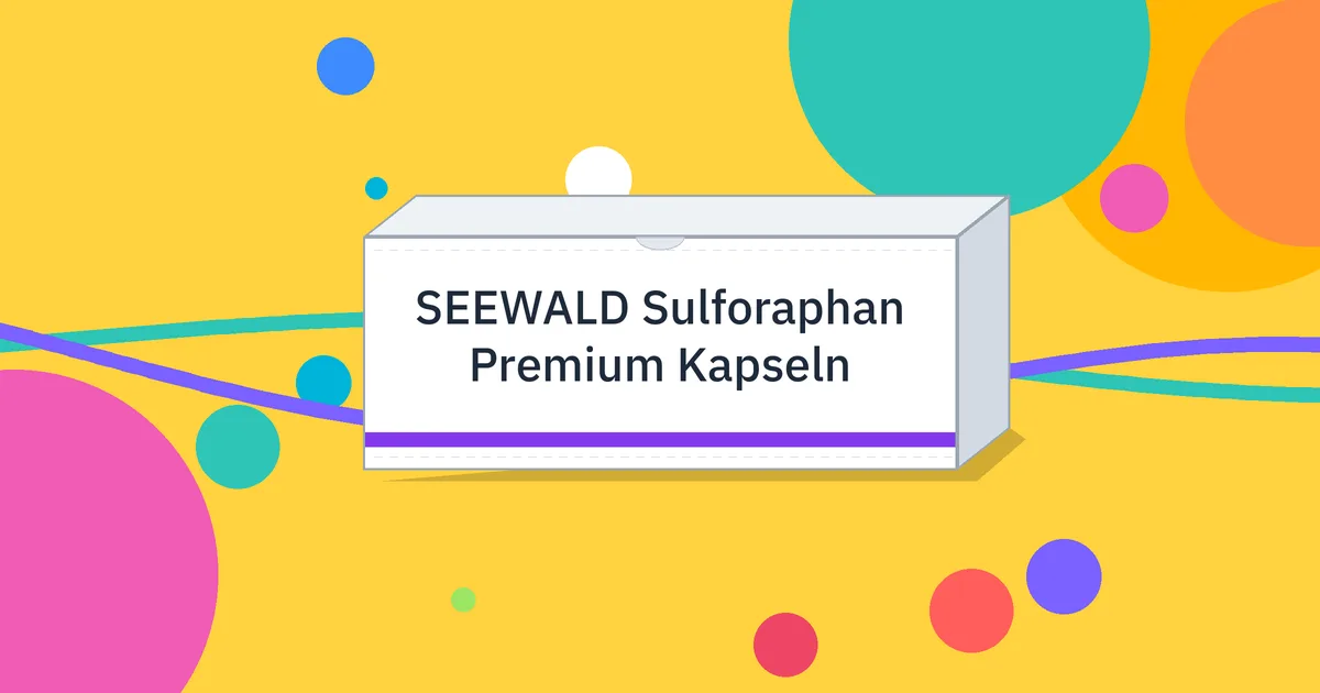 Symbolbild: Packung mit der Aufschrift SEEWALD Sulforaphan Premium Kapseln (PZN 19816187) – Verfügbarkeit und Bezug in Apotheken in Frankfurt am Main