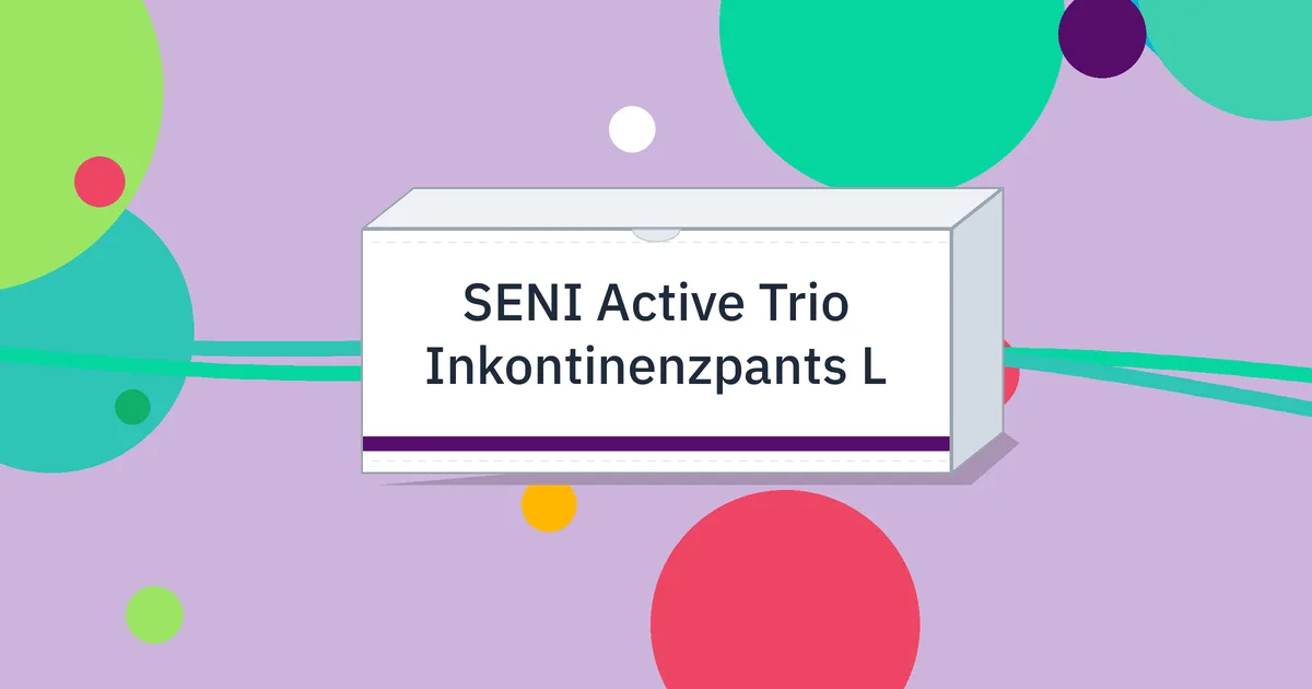 Symbolbild: Packung mit der Aufschrift SENI Active Trio Inkontinenzpants L (PZN 18255924) – Verfügbarkeit und Bezug in Apotheken in Frankfurt am Main