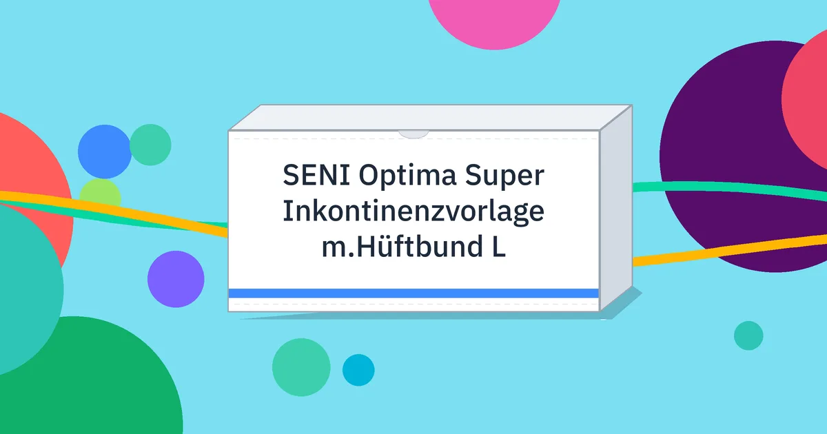 Symbolbild: Packung mit der Aufschrift SENI Optima Super Inkontinenzvorlage m.Hüftbund L (PZN 15397925) – Verfügbarkeit und Bezug in Apotheken in Frankfurt am Main