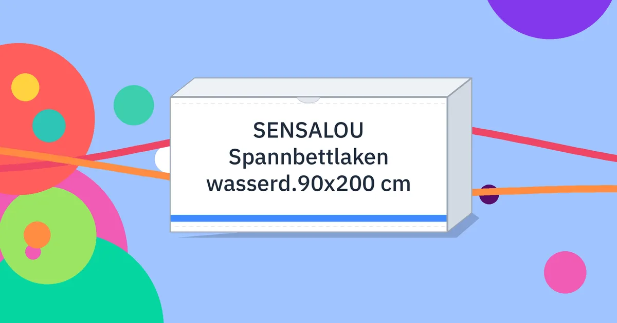 Symbolbild: Packung mit der Aufschrift SENSALOU Spannbettlaken wasserd.90x200 cm (PZN 16871949) – Verfügbarkeit und Bezug in Apotheken in Frankfurt am Main