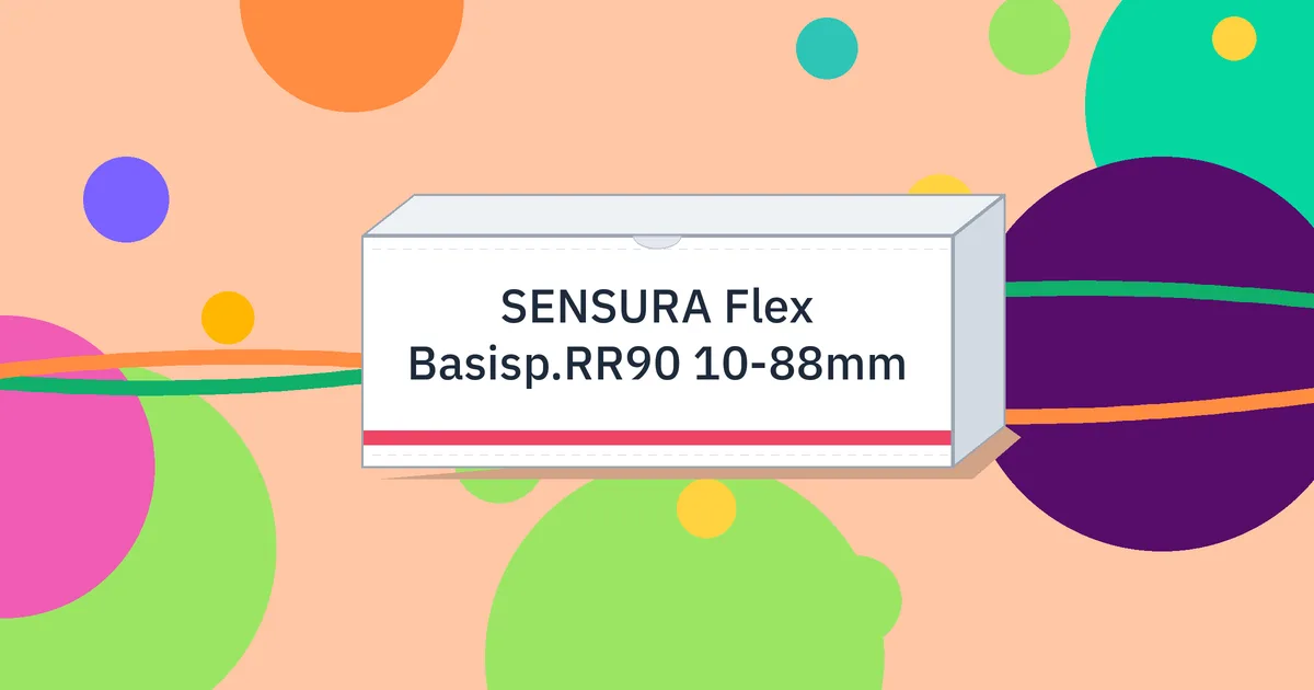 Symbolbild: Packung mit der Aufschrift SENSURA Flex Basisp.RR90 10-88mm (PZN 00519759) – Verfügbarkeit und Bezug in Apotheken in Frankfurt am Main