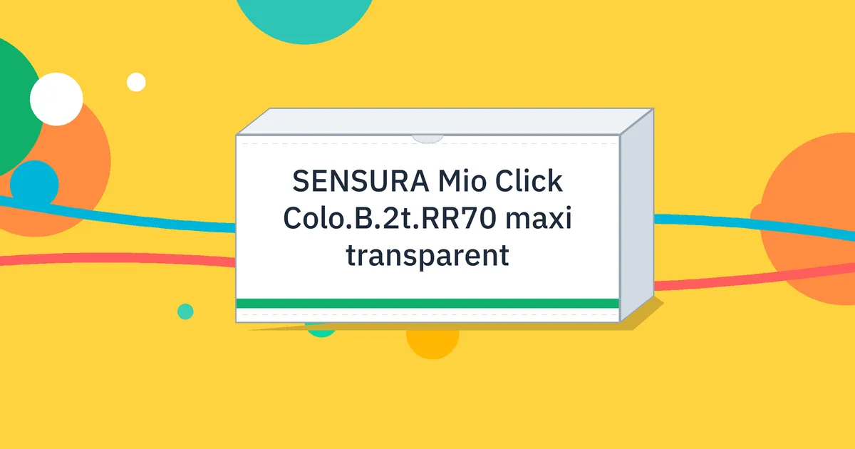 Symbolbild: Packung mit der Aufschrift SENSURA Mio Click Colo.B.2t.RR70 maxi transparent (PZN 10202064) – Verfügbarkeit und Bezug in Apotheken in Frankfurt am Main