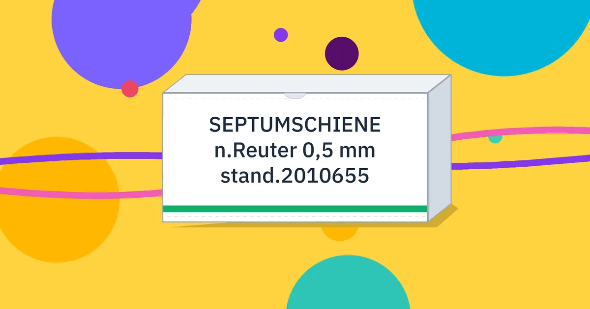 Symbolbild: Packung mit der Aufschrift SEPTUMSCHIENE n.Reuter 0,5 mm stand.2010655 (PZN 00185293) – Verfügbarkeit und Bezug in Apotheken in Frankfurt am Main